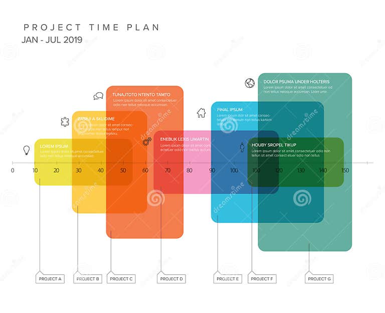 Project Timeline Gantt Graph Template with Overlay Blocks Stock Vector ...