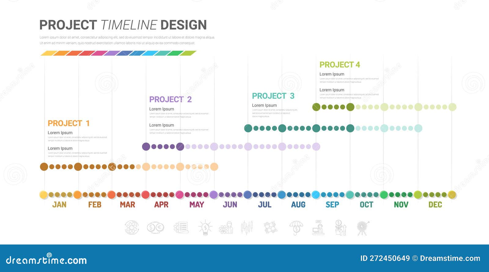 Project Timeline Graph for 12 Months, 1 Year, All Month Planner Design ...
