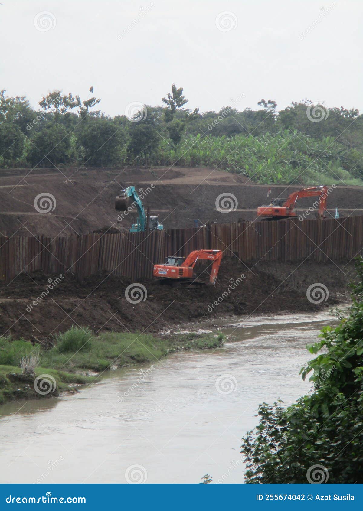 Dam construction project editorial photography. Image of vehicle ...
