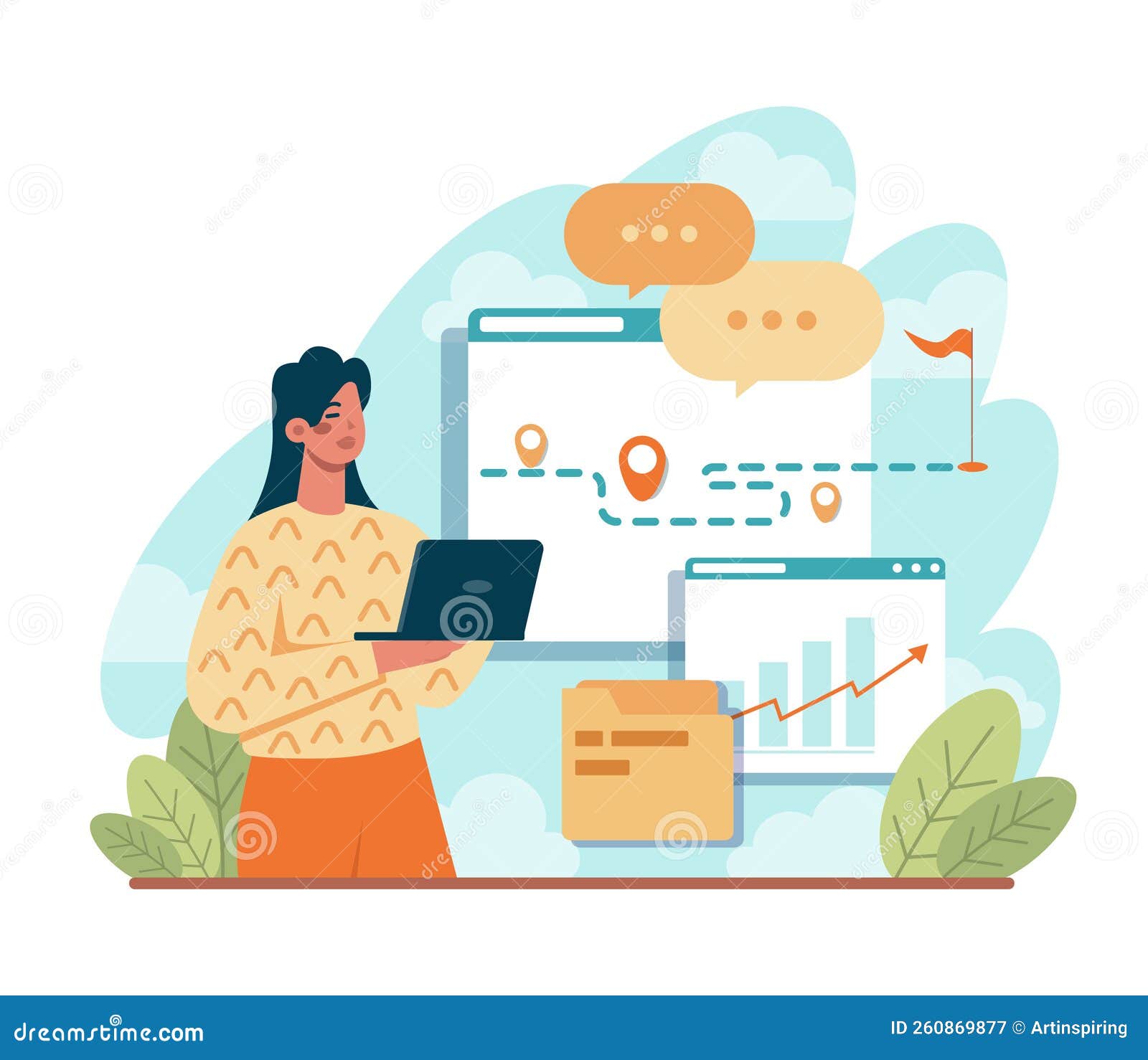 Project Tracking Concept. Successful Business Project Planning Cartoon ...