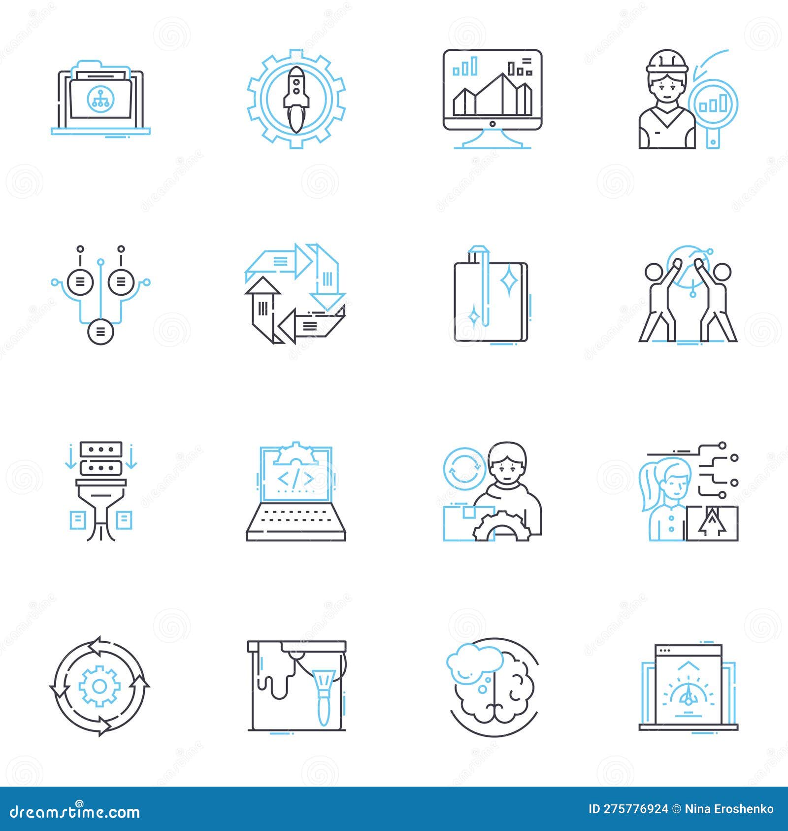 Project Tracking Linear Icons Set. Progress, Schedule, Milests ...
