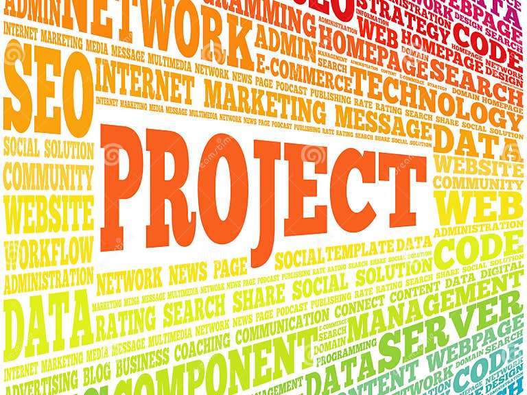 PROJECT word cloud stock illustration. Illustration of definition ...