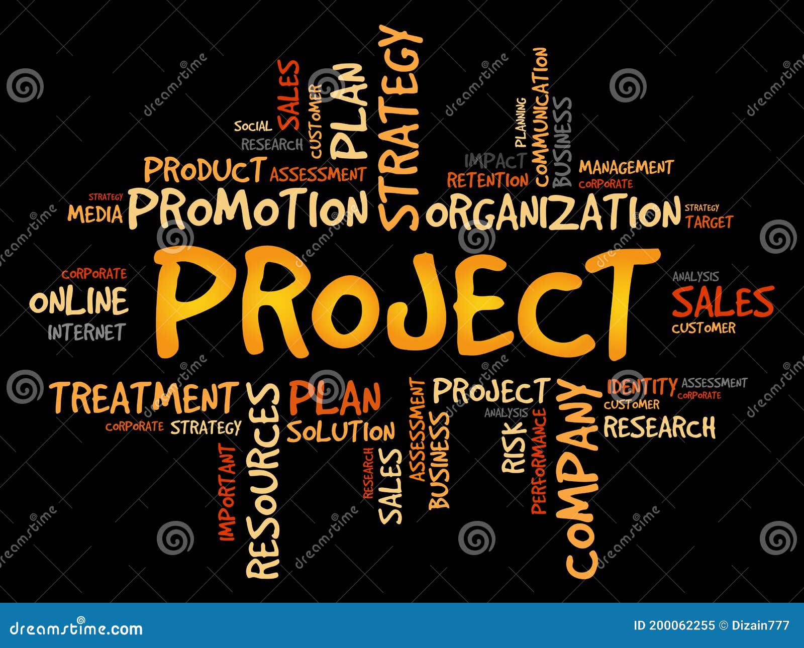Project word cloud collage stock illustration. Illustration of ...