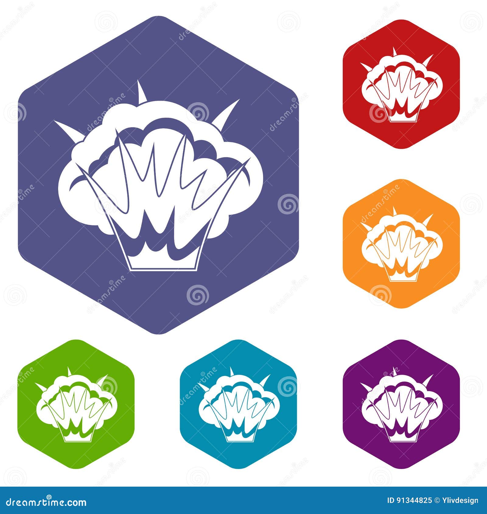 Projectile Explosion Icons Set Hexagon Stock Vector - Illustration of ...