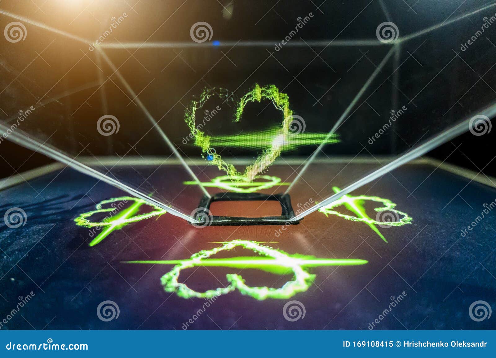 Projection of a 3D Heart on a Glass Cube Stock Image - Image of ...
