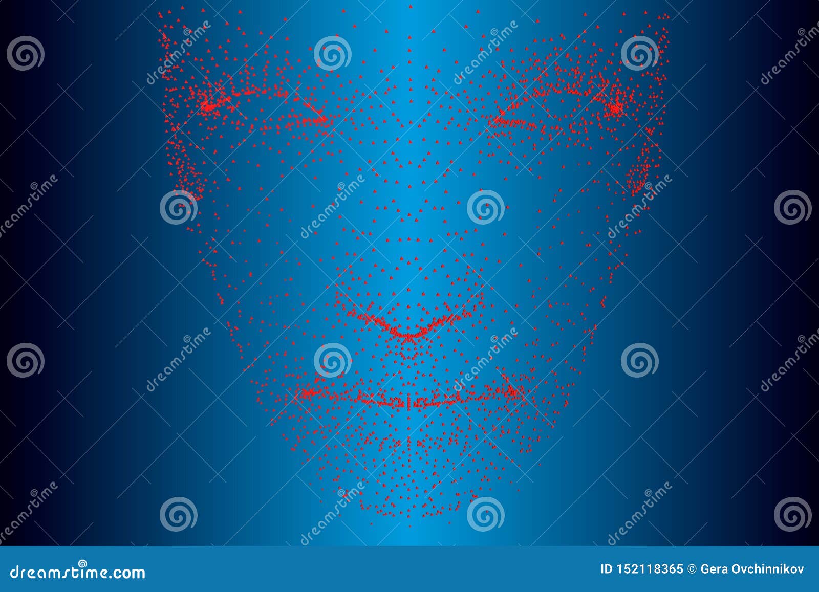 Projection of the Face of a Person Consisting of Red Dots. Front View ...
