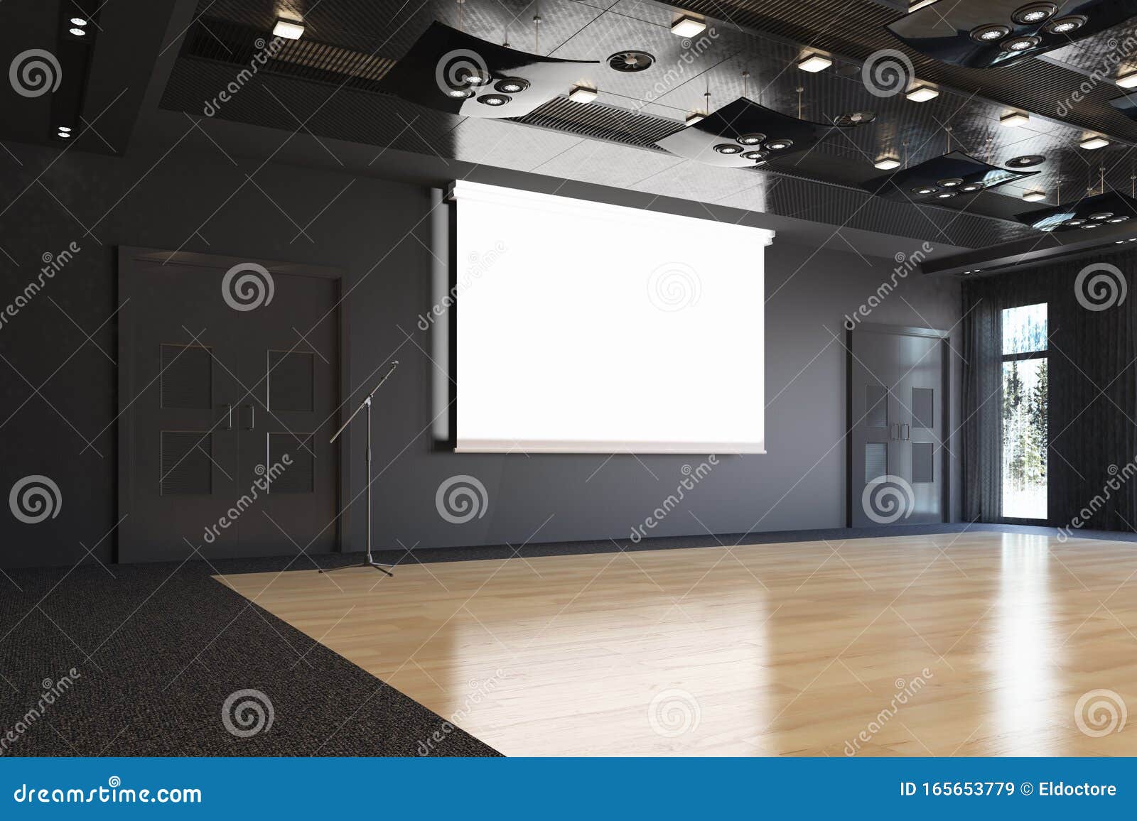 Projection Hall with Projection Screen on Stage. Art Gallery Stock ...