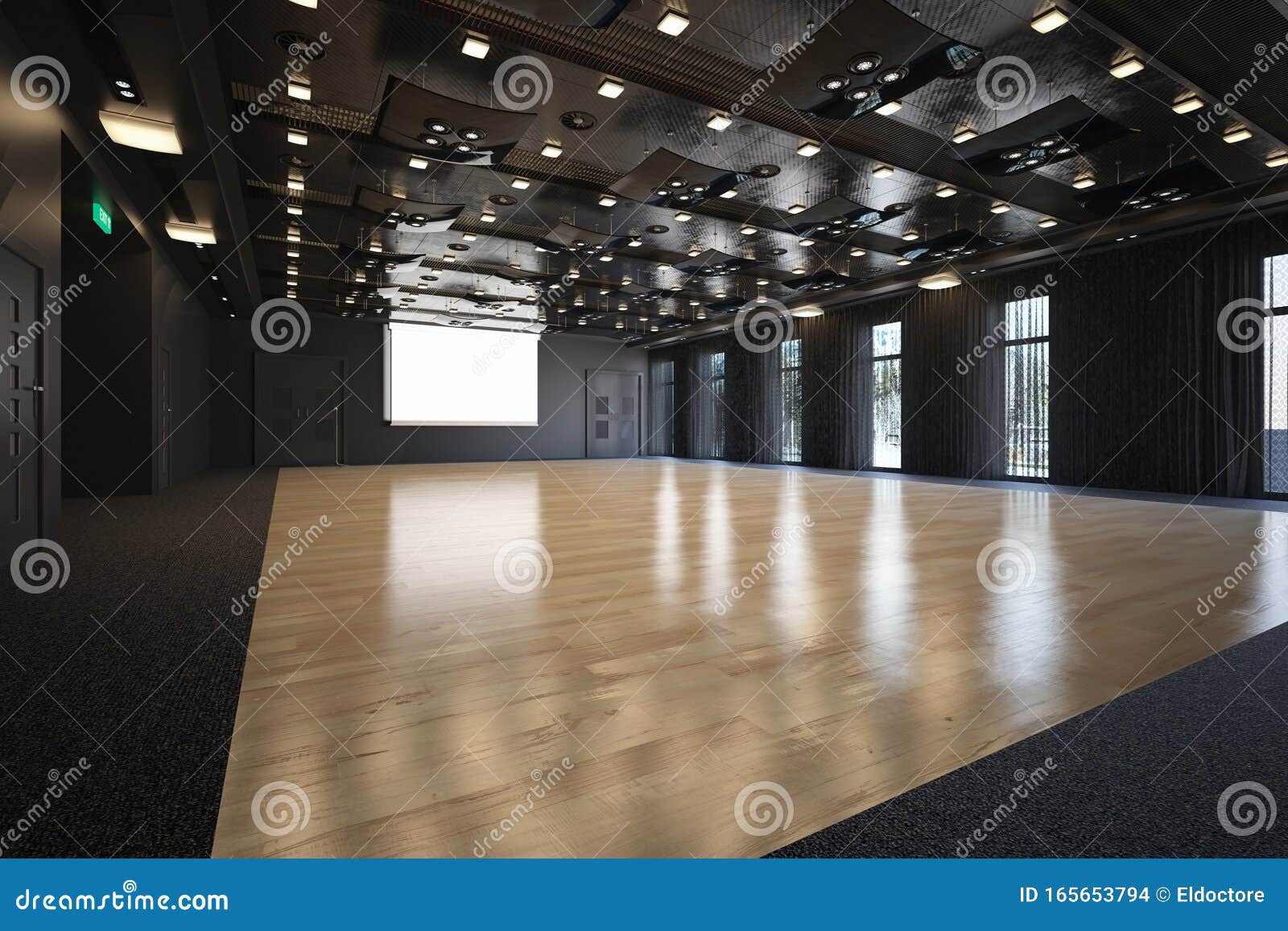 Projection Hall with Projection Screen on Stage. Art Gallery Stock ...