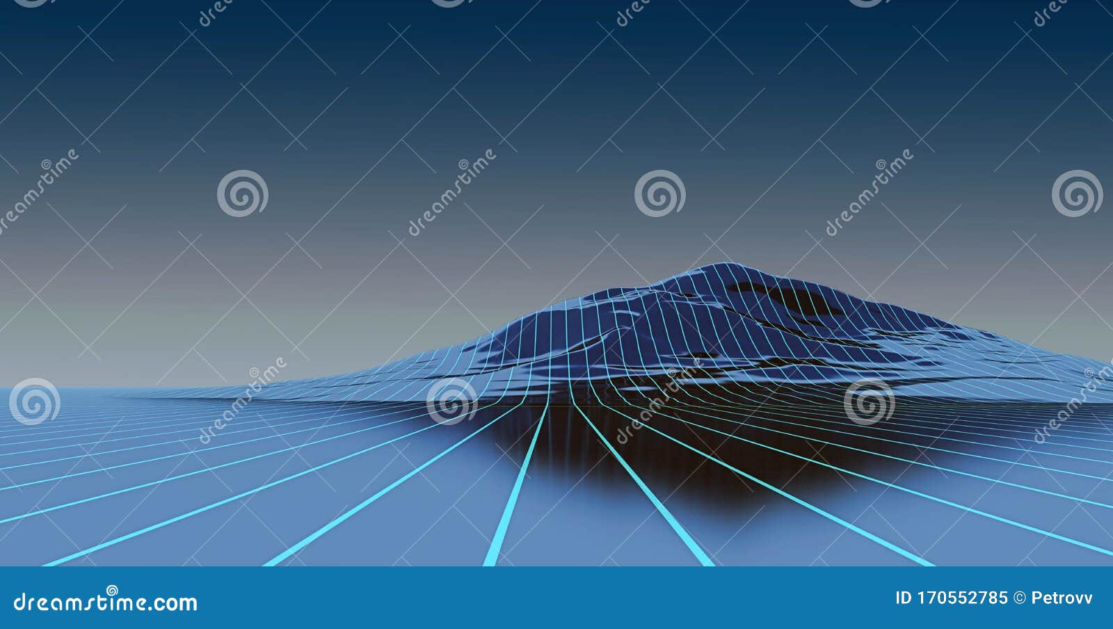 Projection of Light Strips Onto Mountain Topography Stock Illustration ...
