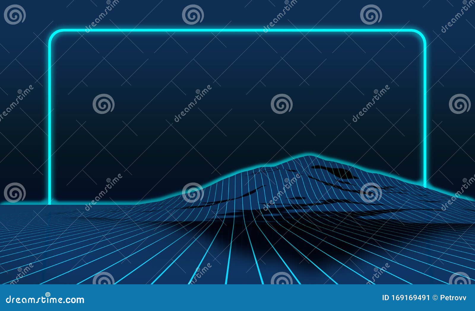 Projection of Light Strips Onto Mountain Topography Stock Illustration ...