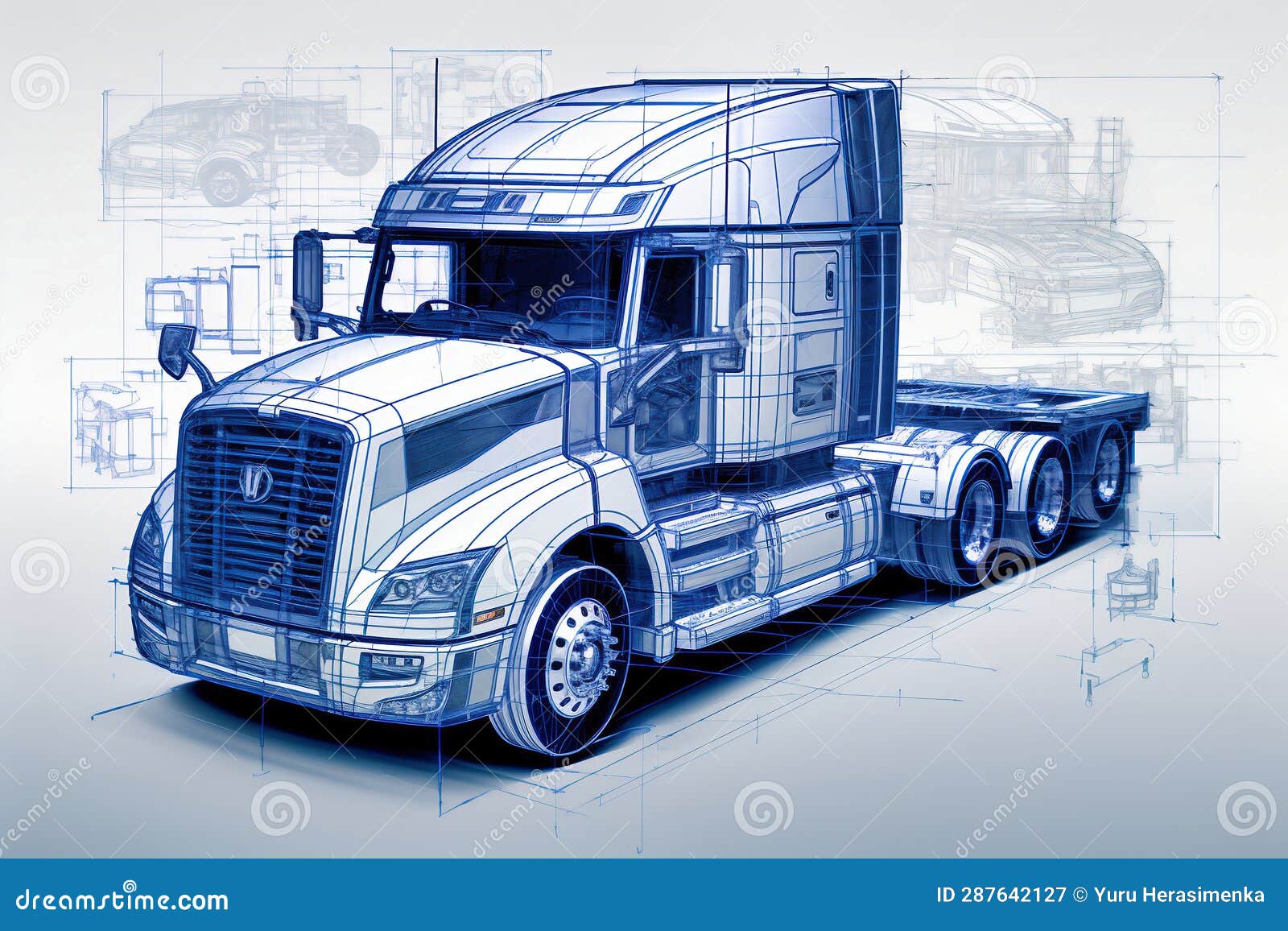 Projection of a Modern Truck or Truck. 3D Graphic Visualization Shows ...