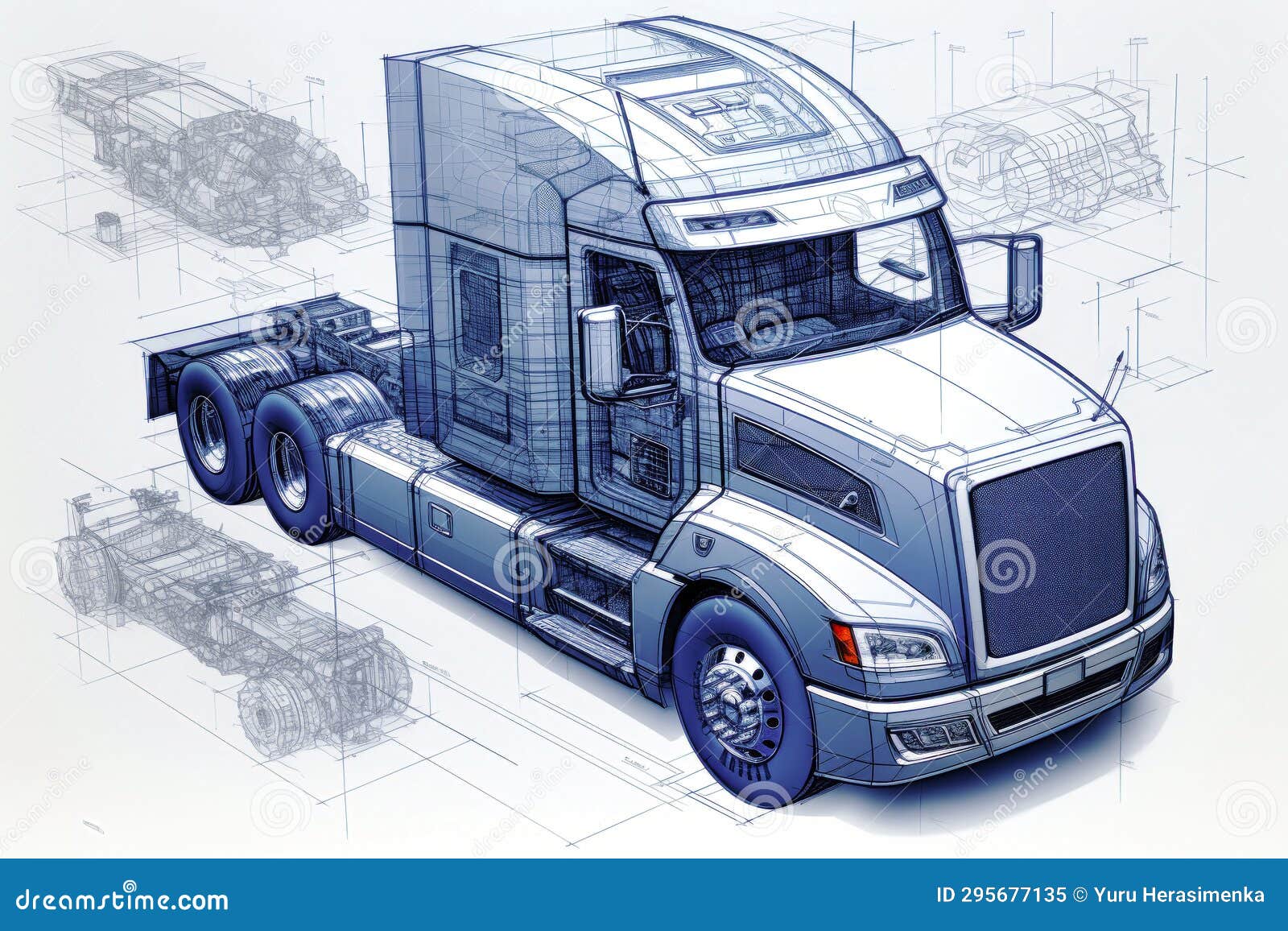 Projection of a Modern Truck or Truck. 3D Graphic Visualization Shows ...