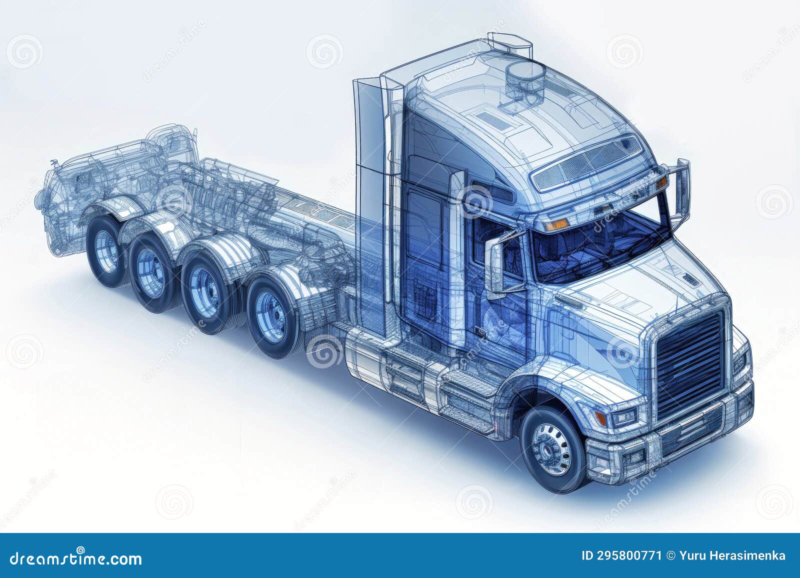 Projection of a Modern Truck or Truck. 3D Graphic Visualization Shows ...