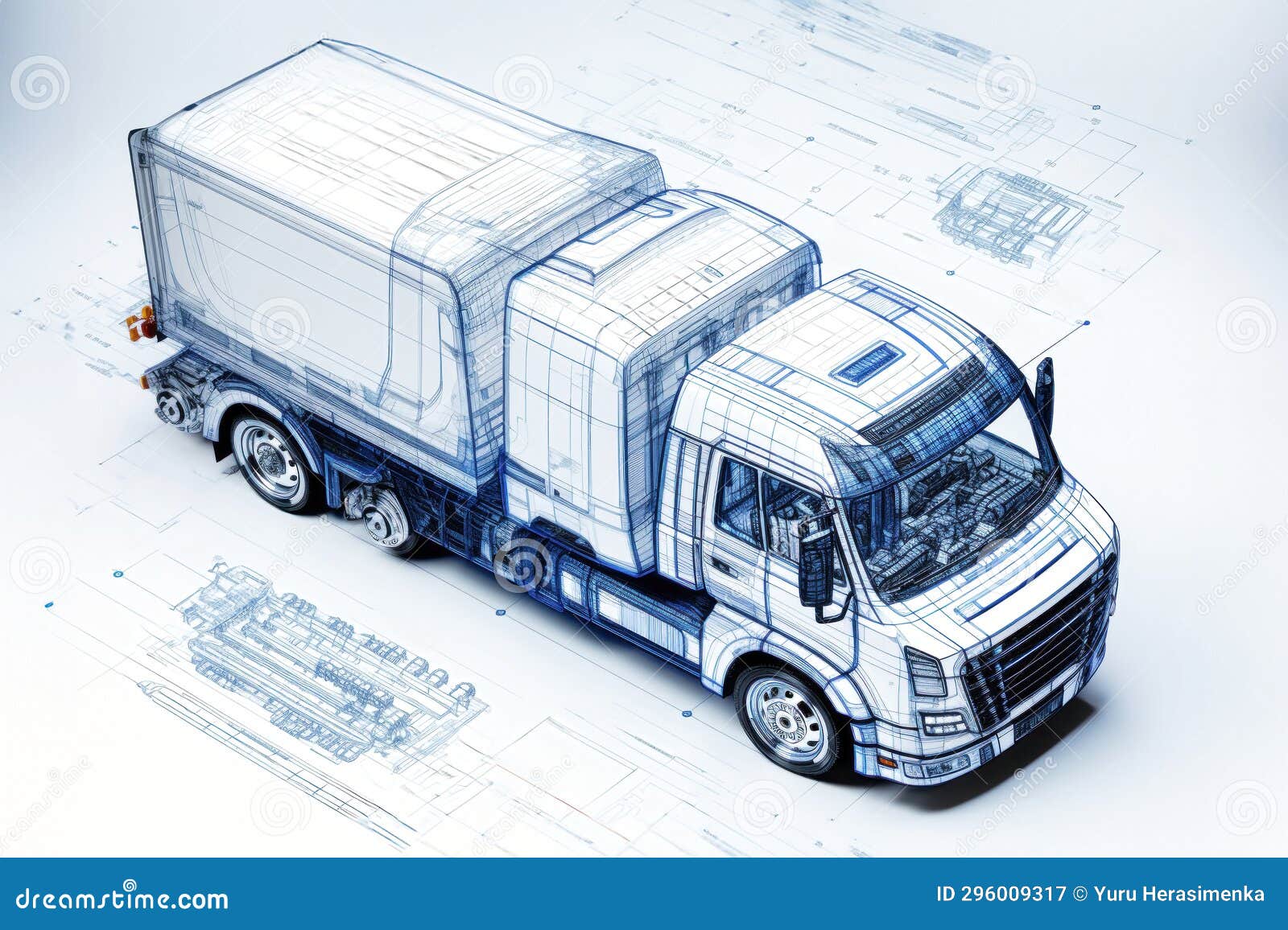 Projection of a Modern Truck or Truck. 3D Graphic Visualization Shows ...