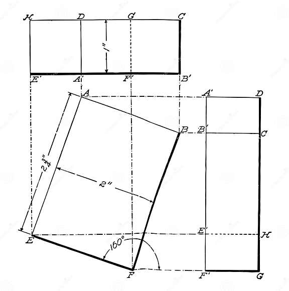 Projection of Rectangular Prism Vintage Illustration Stock Vector ...
