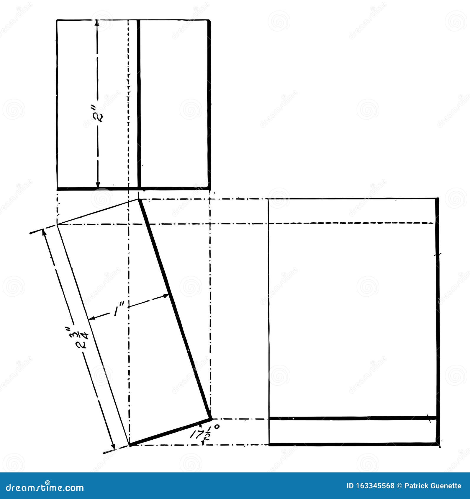 Projection of Rectangular Prism Vintage Illustration Stock Vector ...