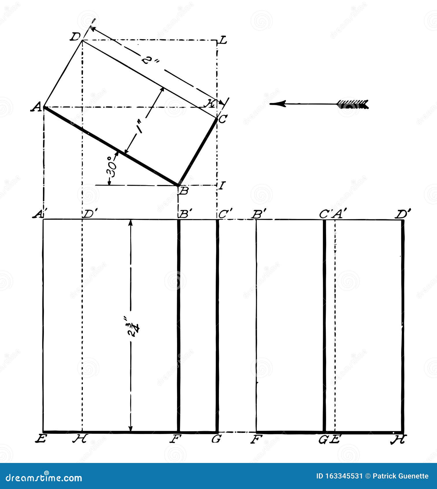 Projection of Rectangular Prism Vintage Illustration Stock Vector ...