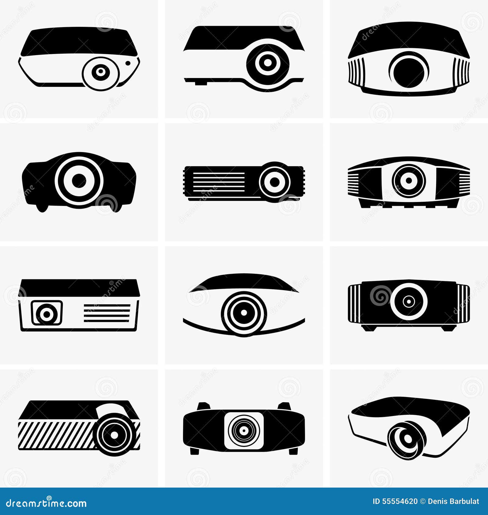 Projector stock vector. Illustration of lens, icon, movie - 55554620