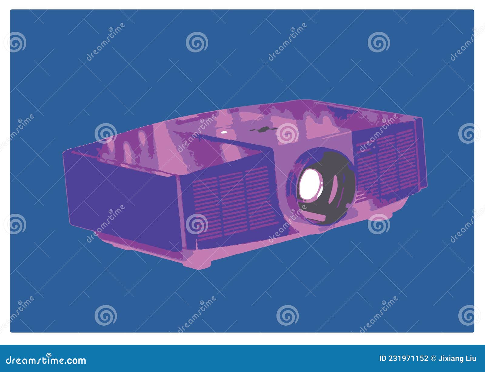 Projector on blue stock illustration. Illustration of meeting - 231971152