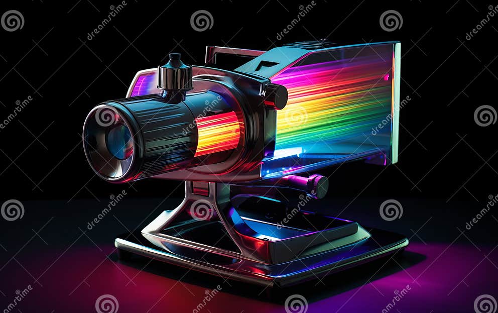 A Projector Emitting Red and Blue Light Stock Image - Image of ...