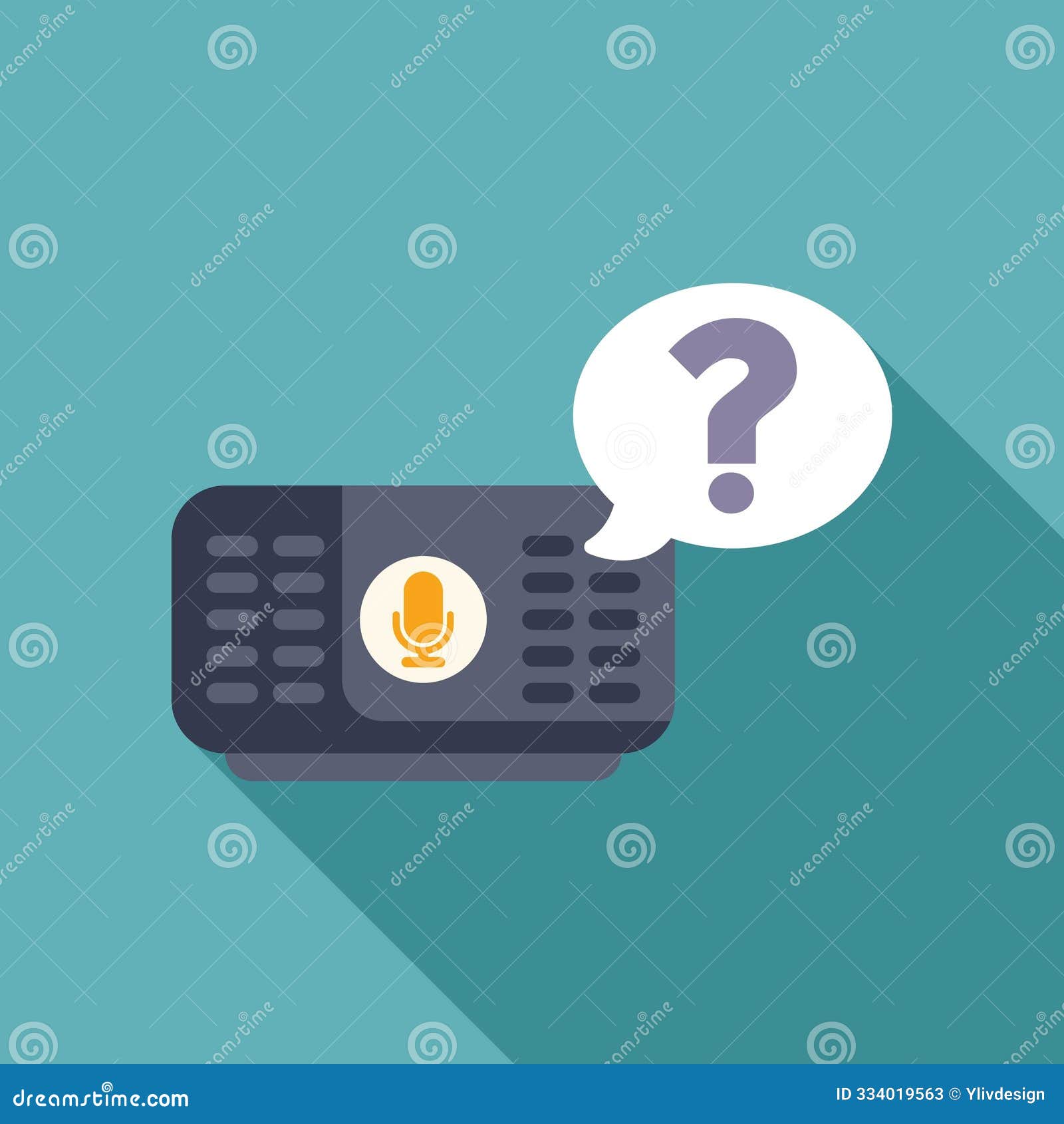 Projector Having a Question about Voice Control Technology Stock ...