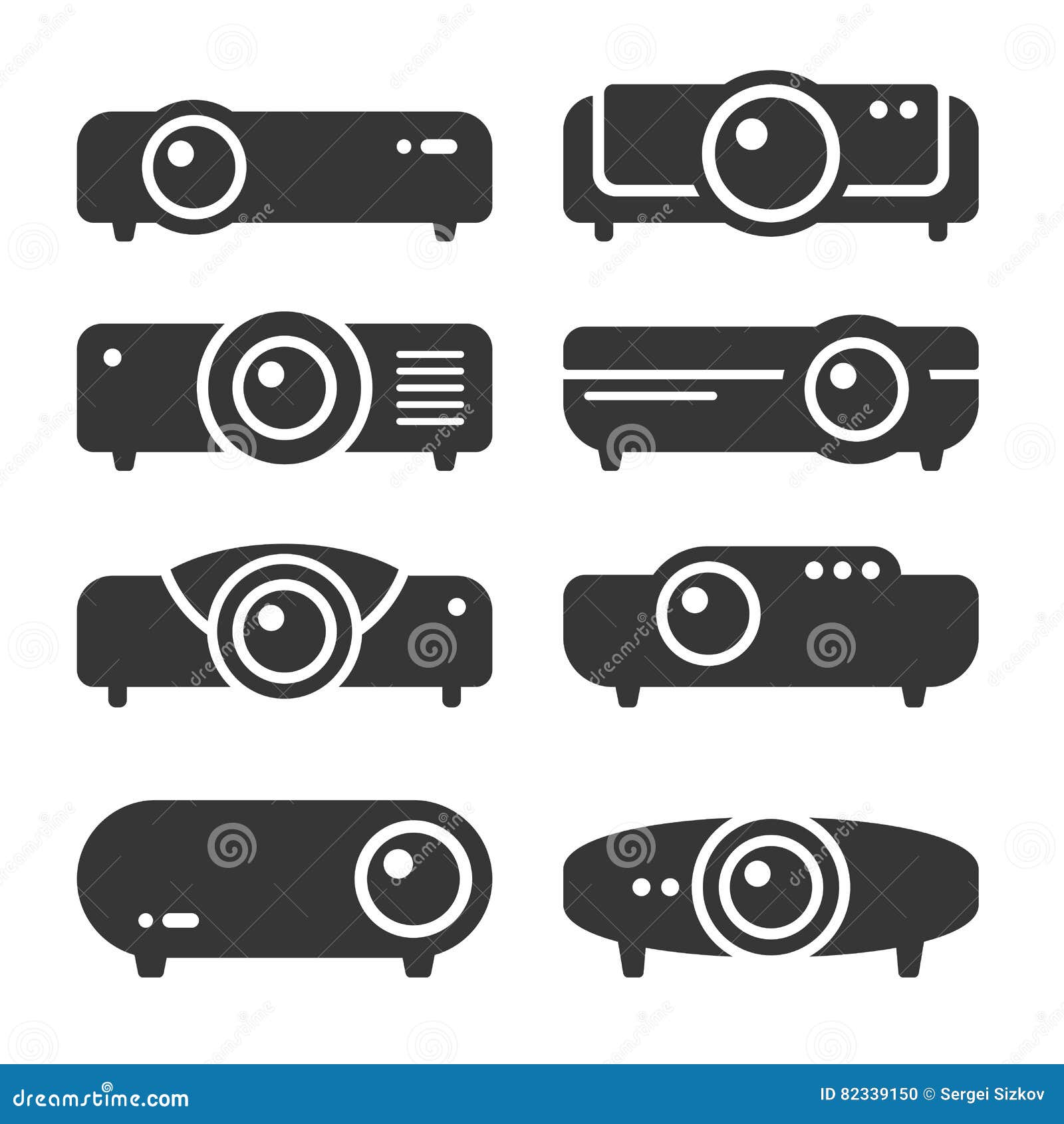 Projector Icon Set on White Background. Vector Stock Vector ...