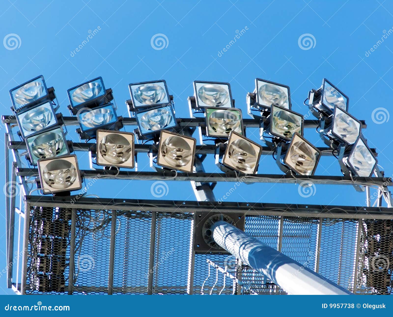 Projector on a Mast of Electric Illumination Stock Photo - Image of ...