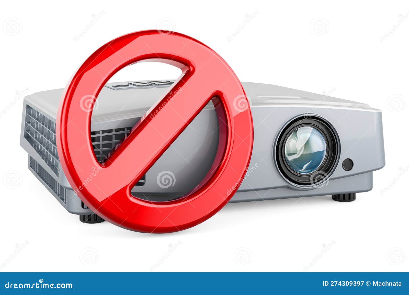 Projector Met Verboden Symbool 3d Rendering Stock Illustratie ...