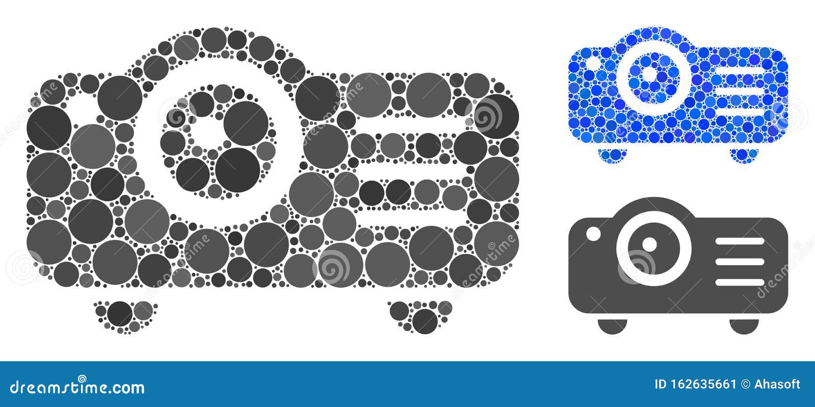Projector Mosaic Icon of Circles Stock Illustration - Illustration of ...