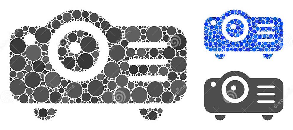 Projector Mosaic Icon of Circles Stock Illustration - Illustration of ...