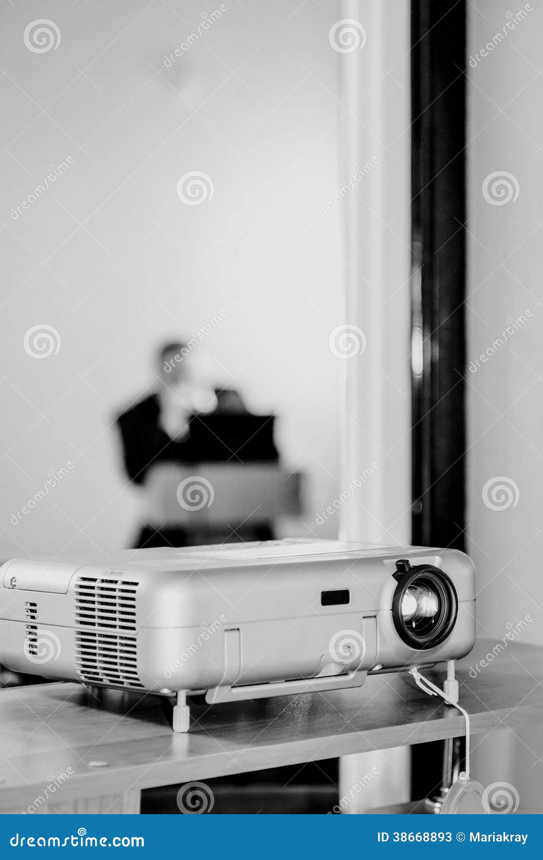 Projector on office table stock image. Image of film - 38668893
