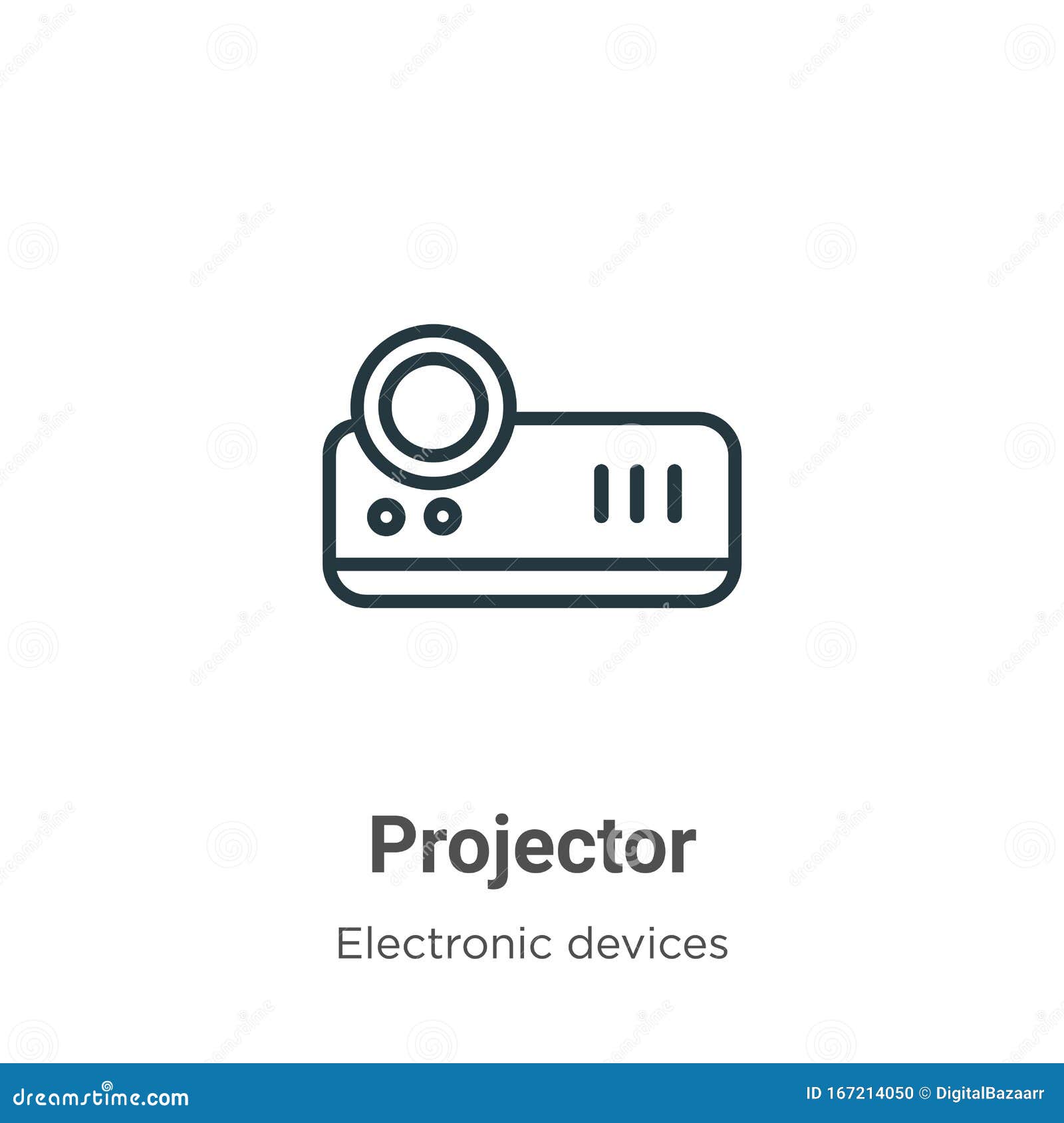 Projector Outline Vector Icon. Thin Line Black Projector Icon, Flat ...