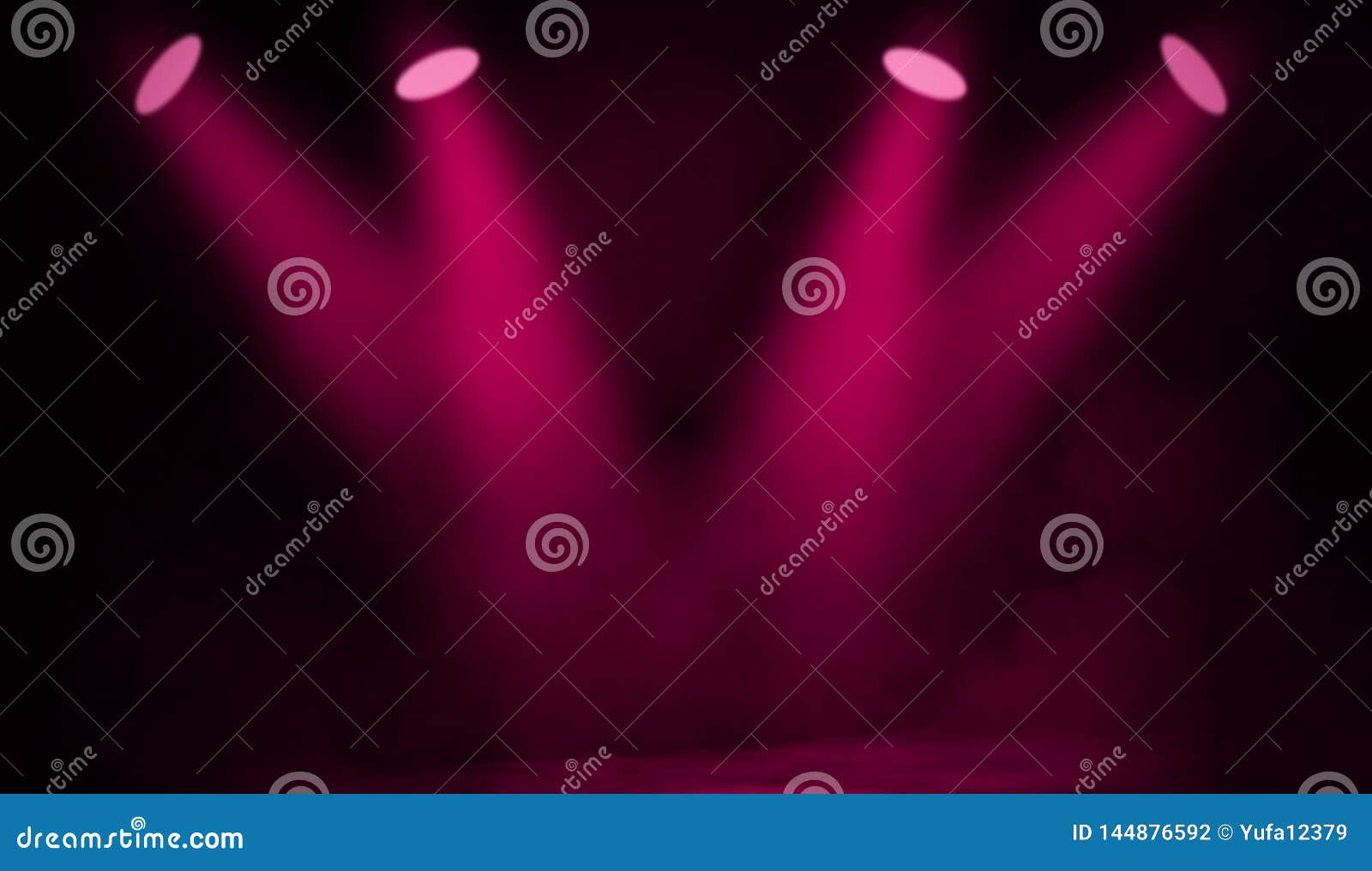 Projector Pink Spotlight. Beautiful Perfomance Stage with Smoke Stock ...