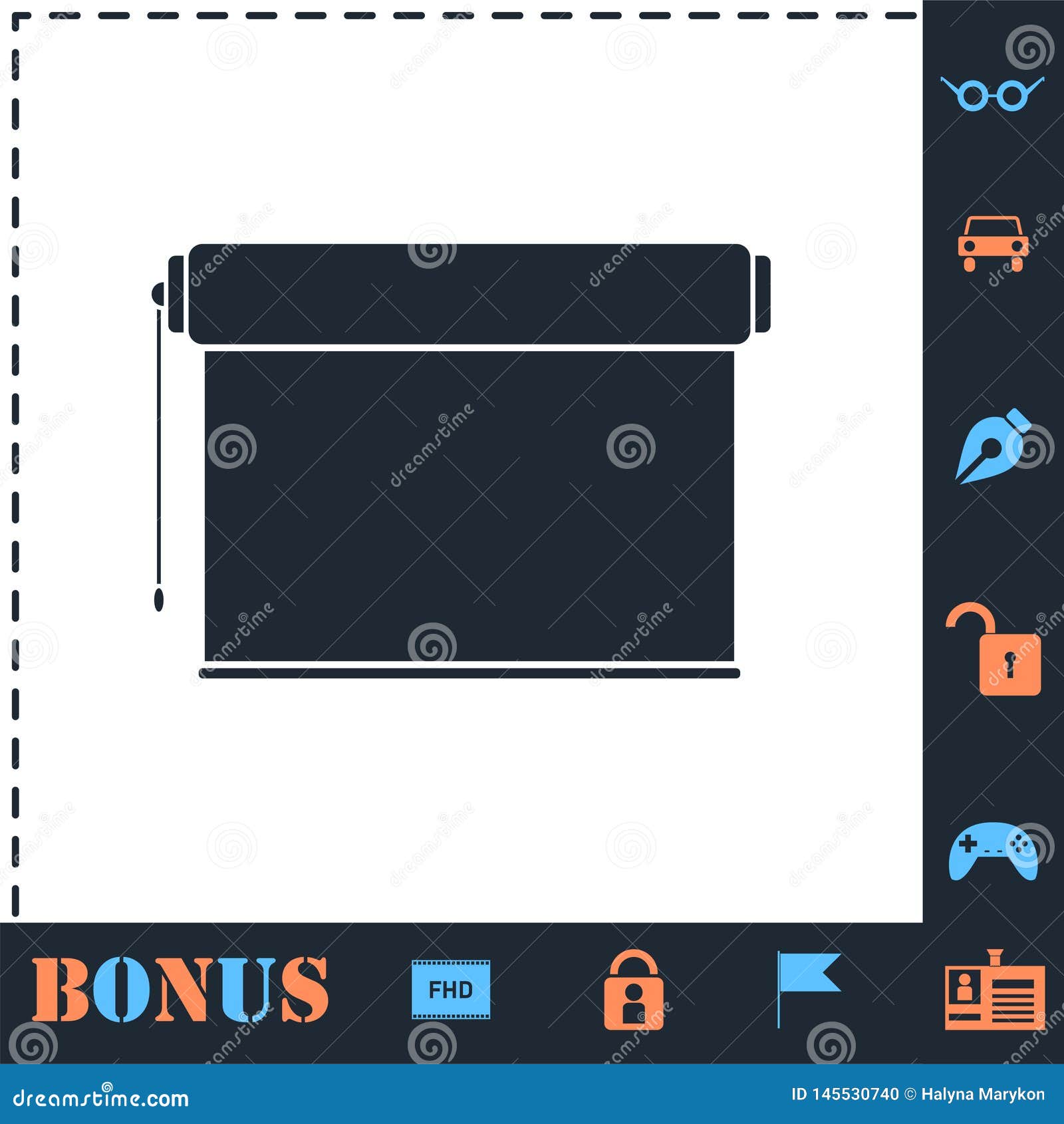 Projector Roller Screen Icon Flat Stock Vector - Illustration of modern ...