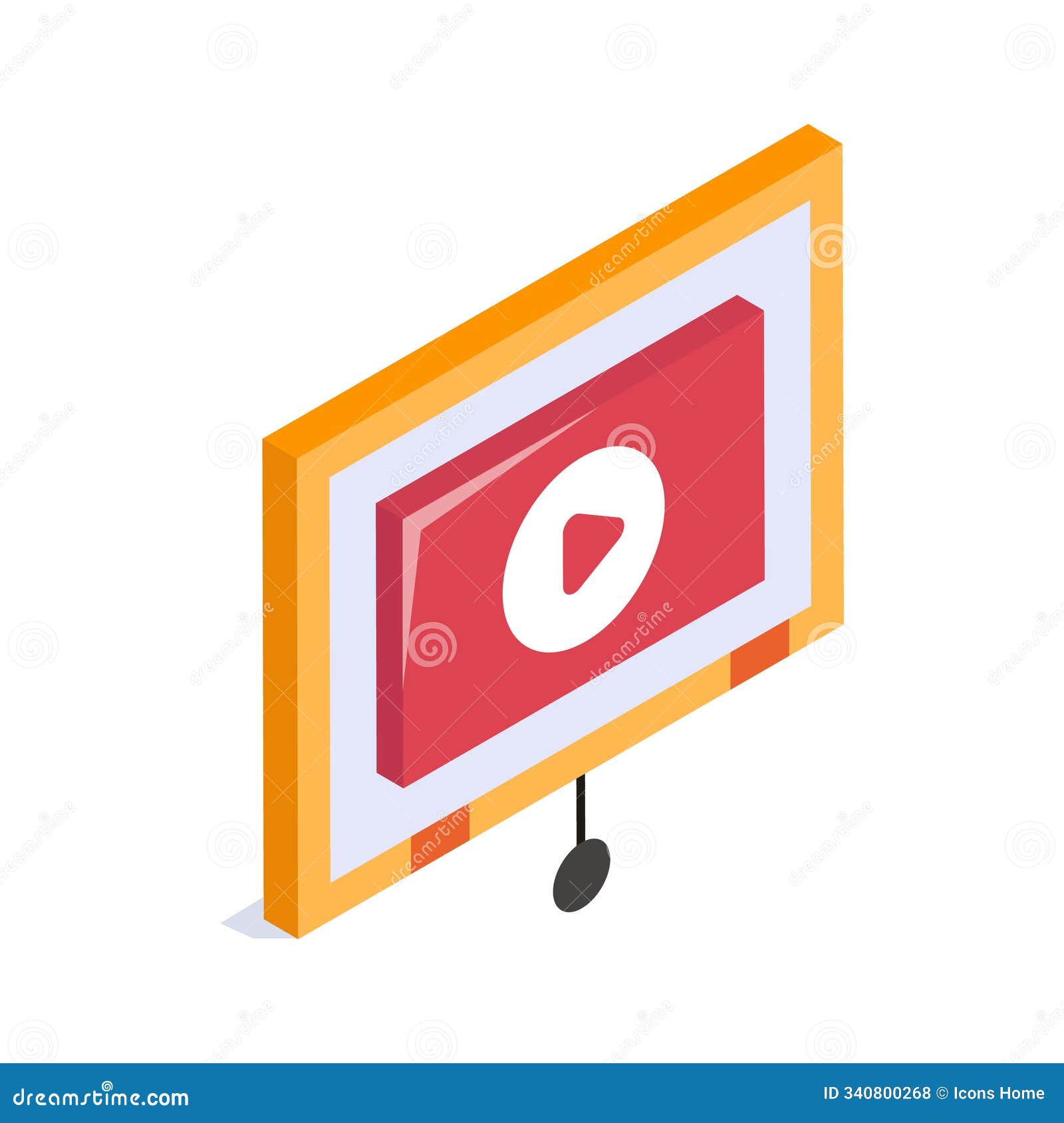 Projector Screen Displaying a Play Button, Concept Icon of Video Lesson ...