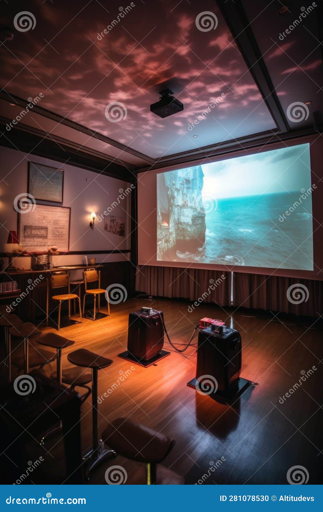 Projector Screen Displaying Presentation Slides Stock Illustration ...