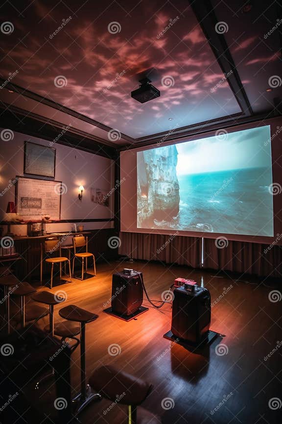 Projector Screen Displaying Presentation Slides Stock Illustration ...