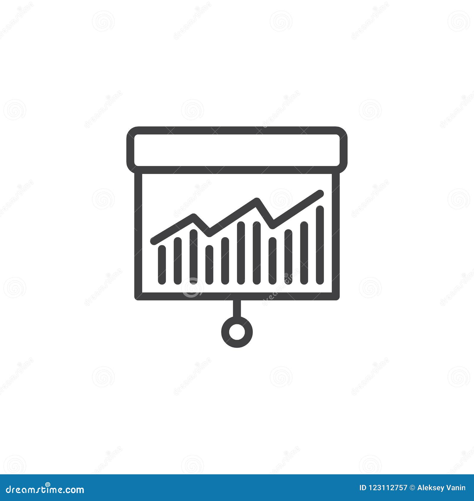 Projector Screen with Graph Outline Icon Stock Vector - Illustration of ...