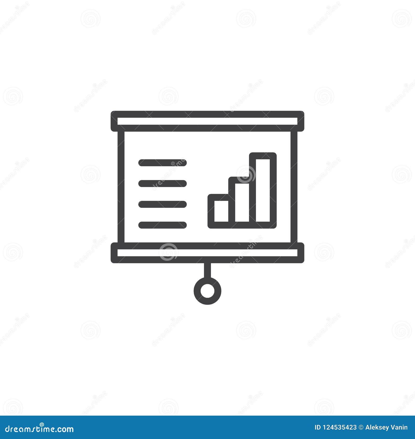 Projector Screen with Graph Outline Icon Stock Vector - Illustration of ...