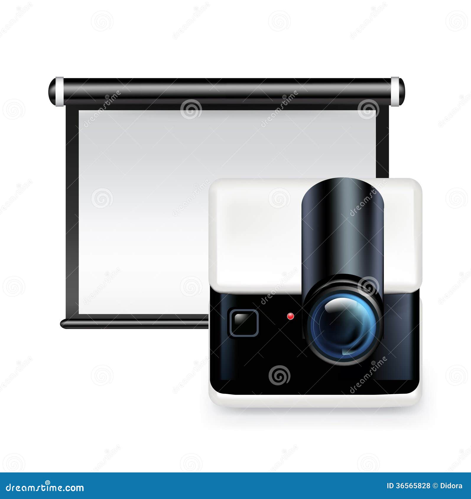 Projector Screen with Projector on White Stock Vector - Illustration of ...