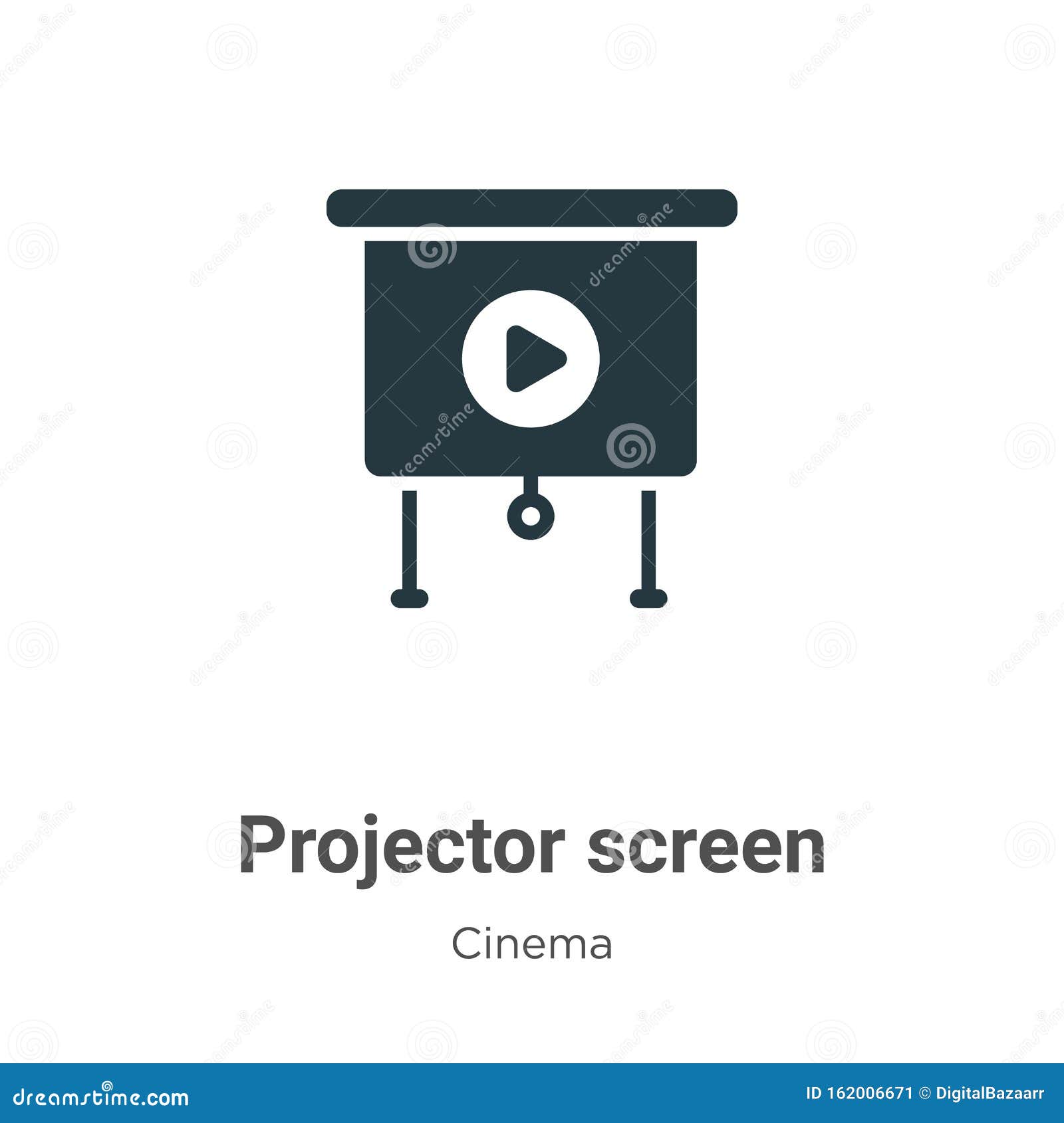 Projector Screen Vector Icon on White Background. Flat Vector Projector ...