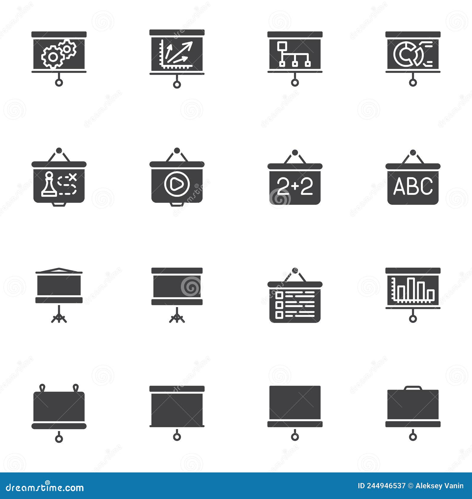 Projector Screen Vector Icons Set Stock Vector - Illustration of screen ...