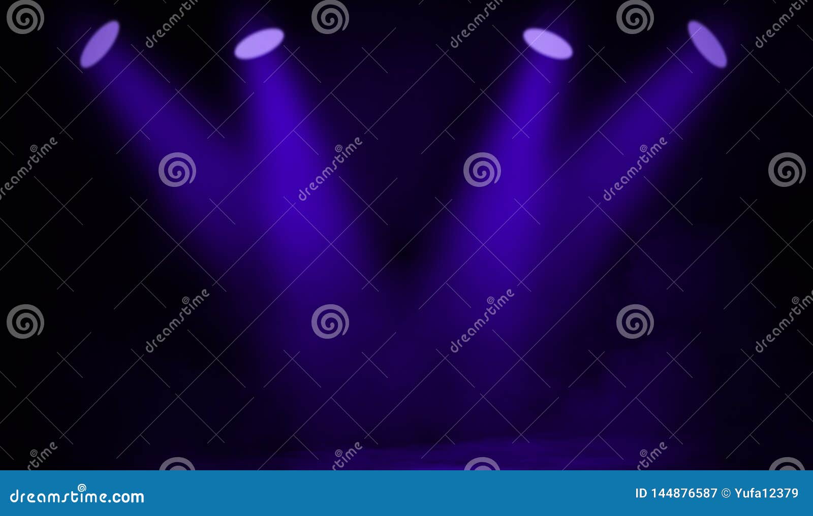 Projector Spotlight on the Floor . Beautiful Blue Performance Stage ...