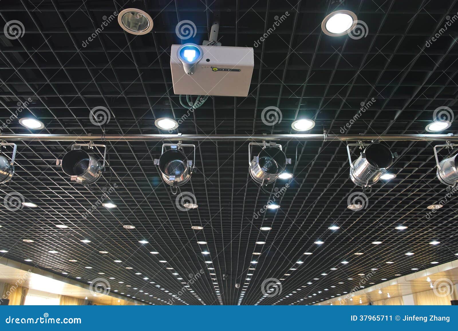 Projector, Spotlights and Ceiling Stock Image - Image of decorative ...