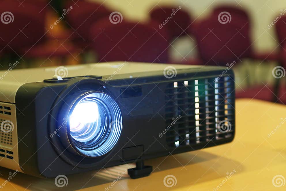 Projector on table stock image. Image of career, brown - 2145619