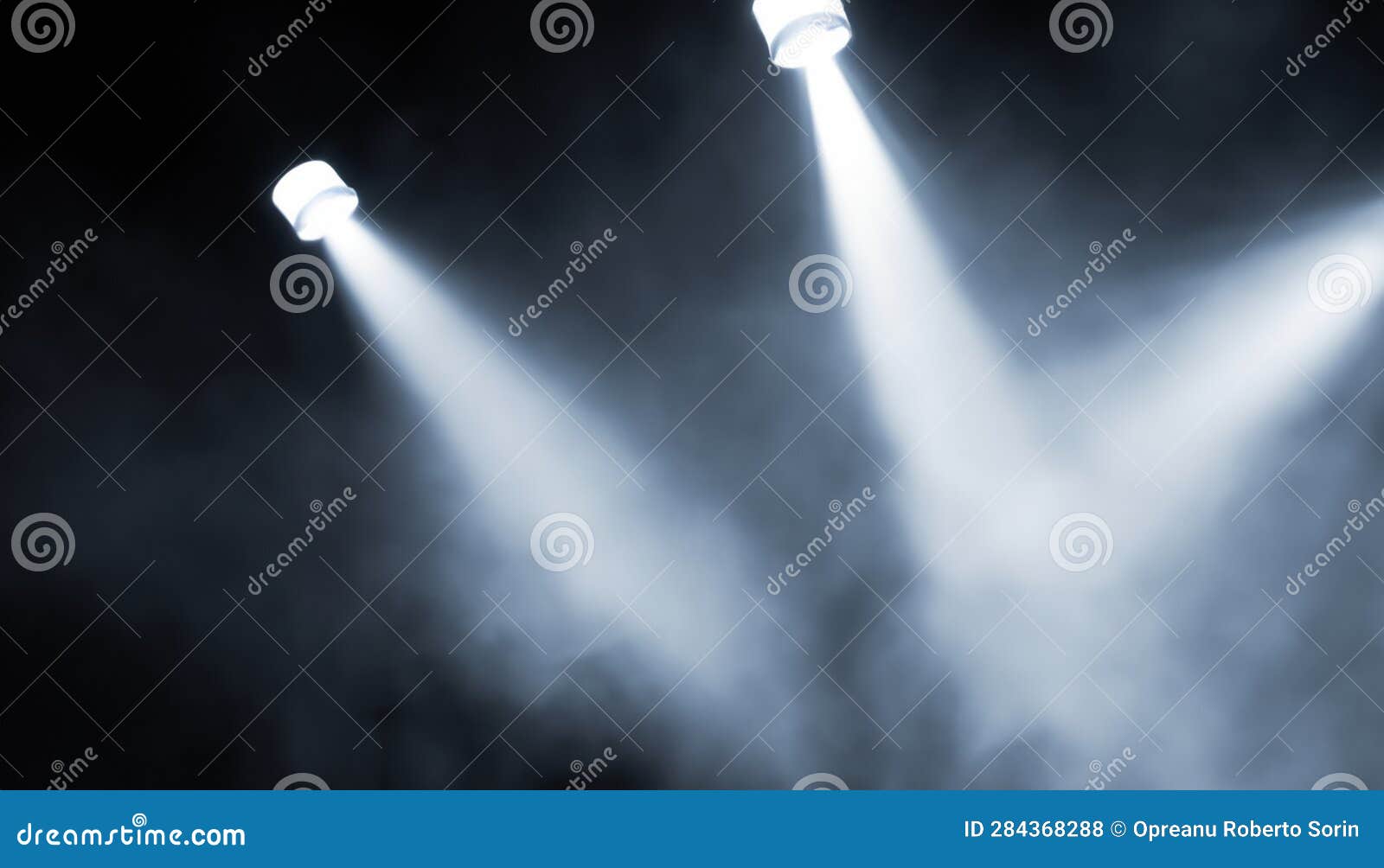 Projectors Light Beam through Smoke on Stage Stock Illustration ...