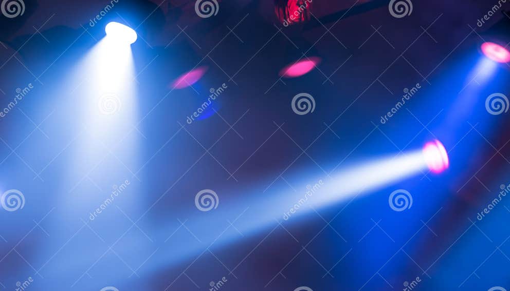 Projectors Light Beam through Smoke on Stage Stock Image - Image of ...