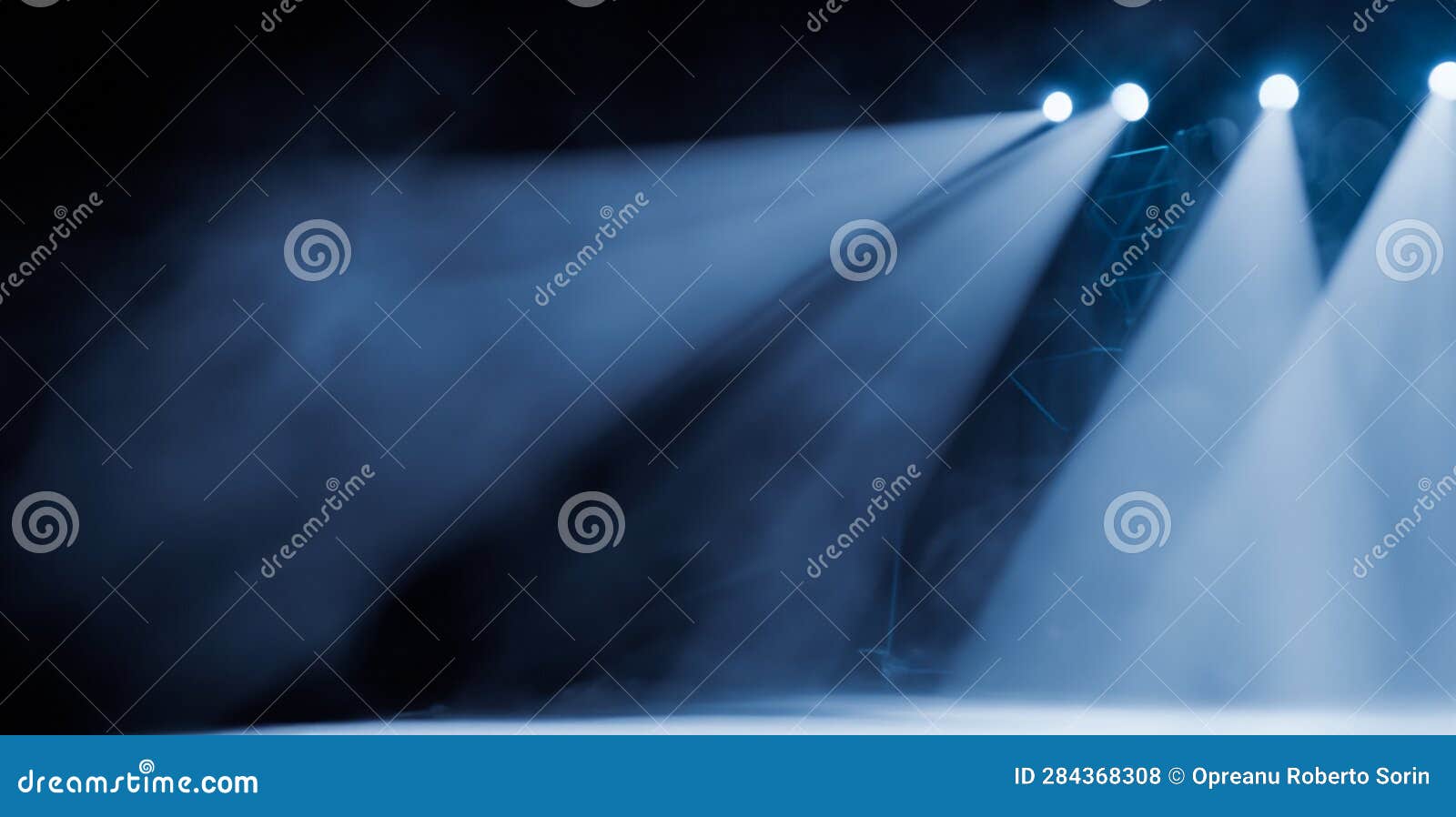 Projectors Light Beam through Smoke on Stage Stock Photo - Image of ...