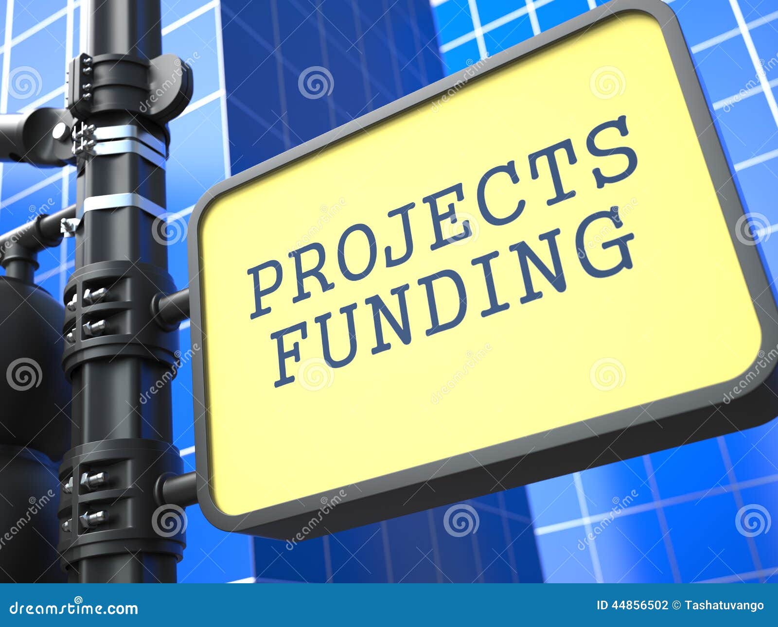 Projects Funding. Signpost on Blue Background. Stock Illustration ...
