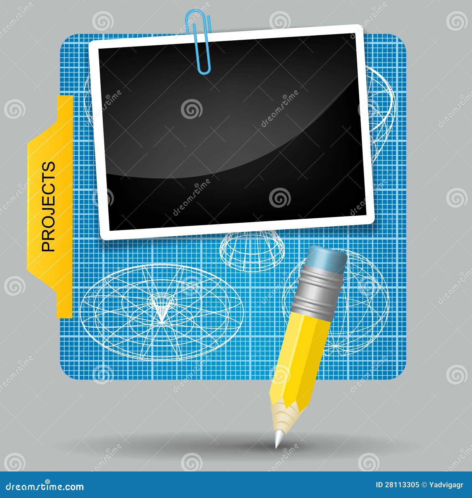 Projects paper with pencil stock vector. Illustration of note - 28113305